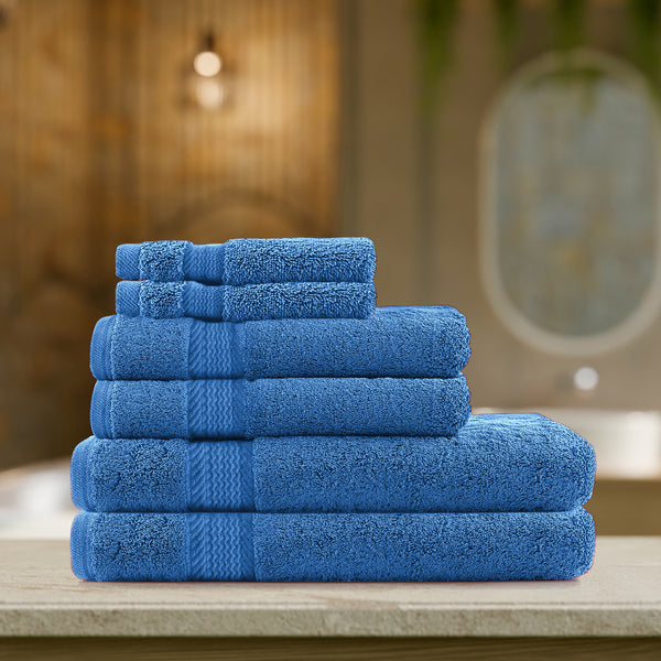 Cotton Home Ultimate Towel Collection - 6 Piece Set Blue